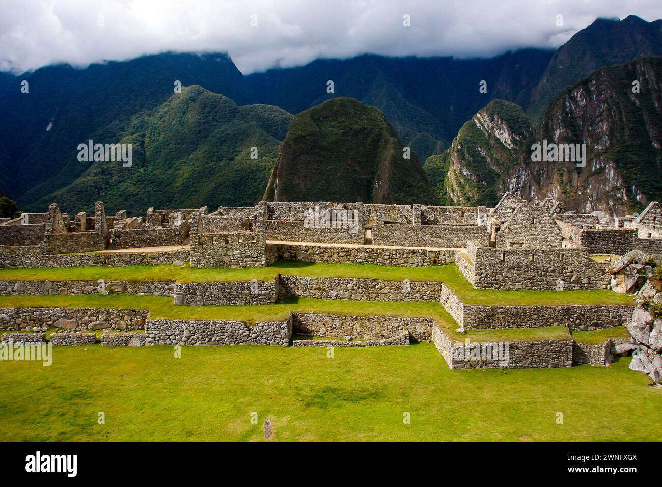 View of the ancient Inca City of Machu Picchu. The 15-th century Inca ...