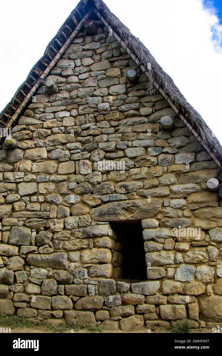 Detail of the ancient Inca City of Machu Picchu. The 15-th century Inca ...