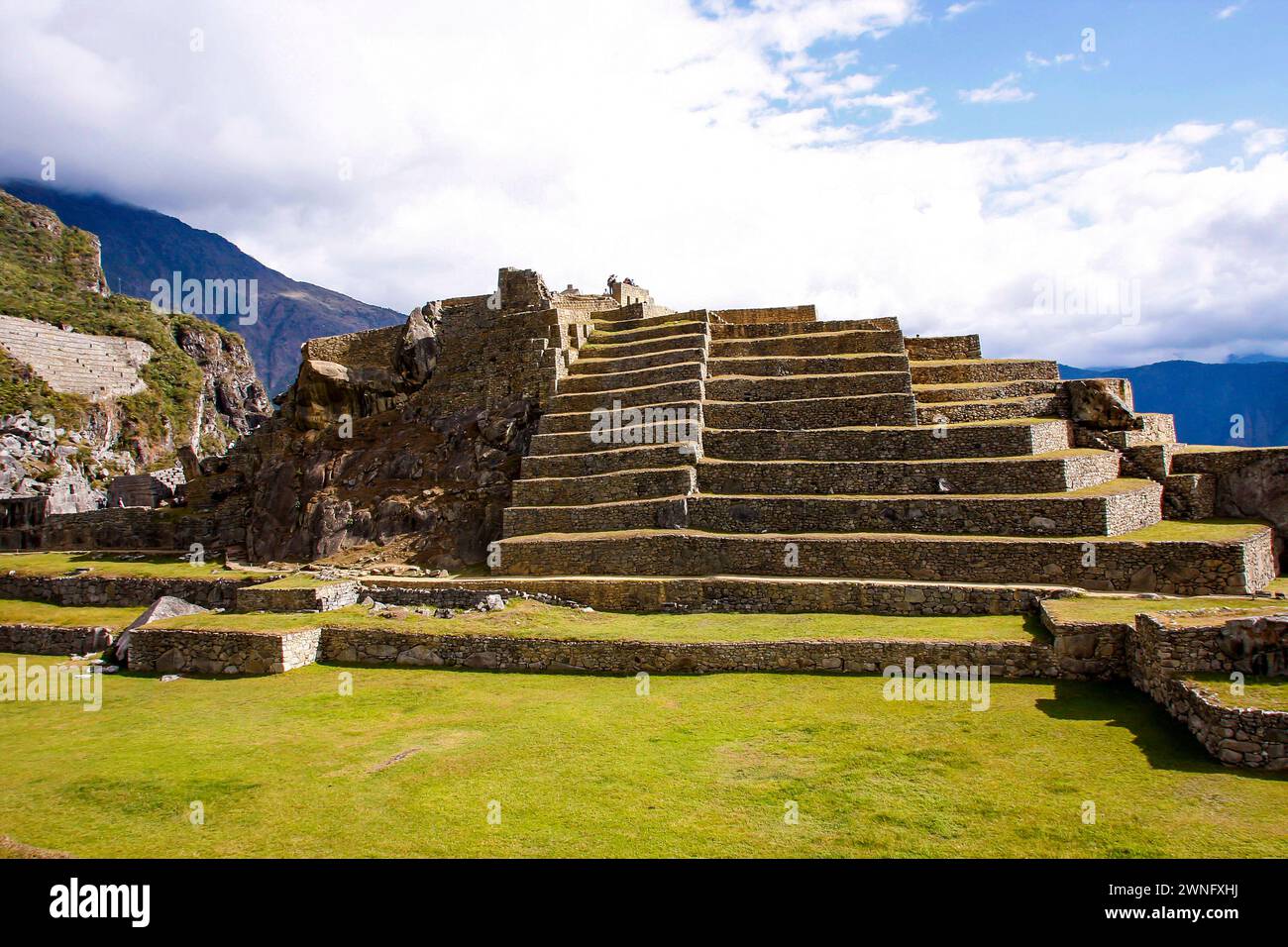 View of the ancient Inca City of Machu Picchu. The 15-th century Inca ...