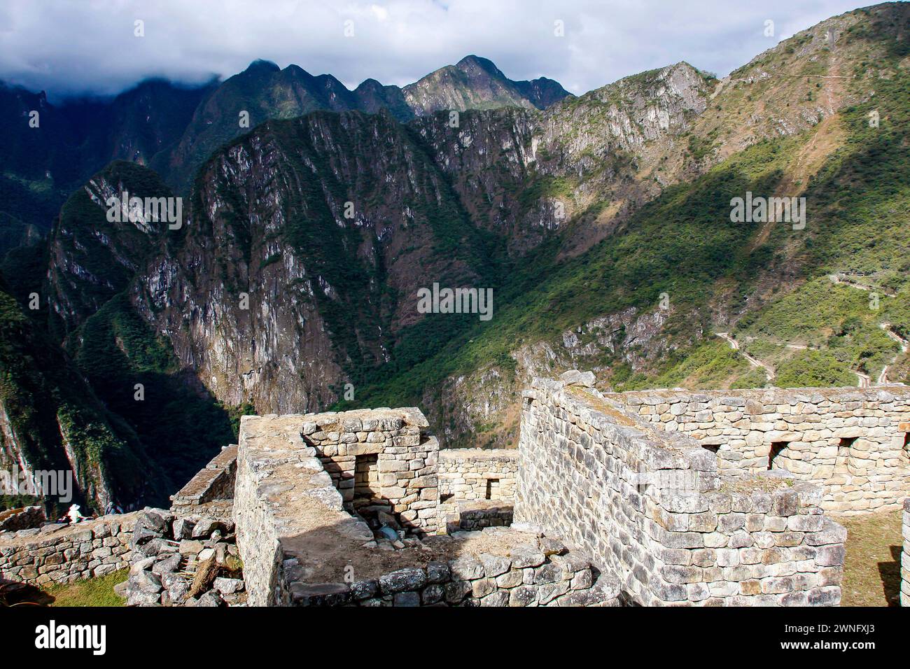 View of the ancient Inca City of Machu Picchu. The 15-th century Inca ...