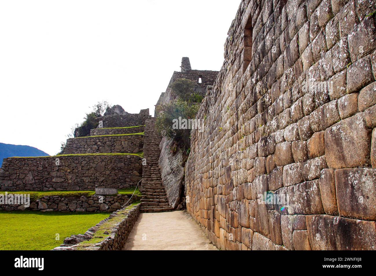 View of the ancient Inca City of Machu Picchu. The 15-th century Inca ...