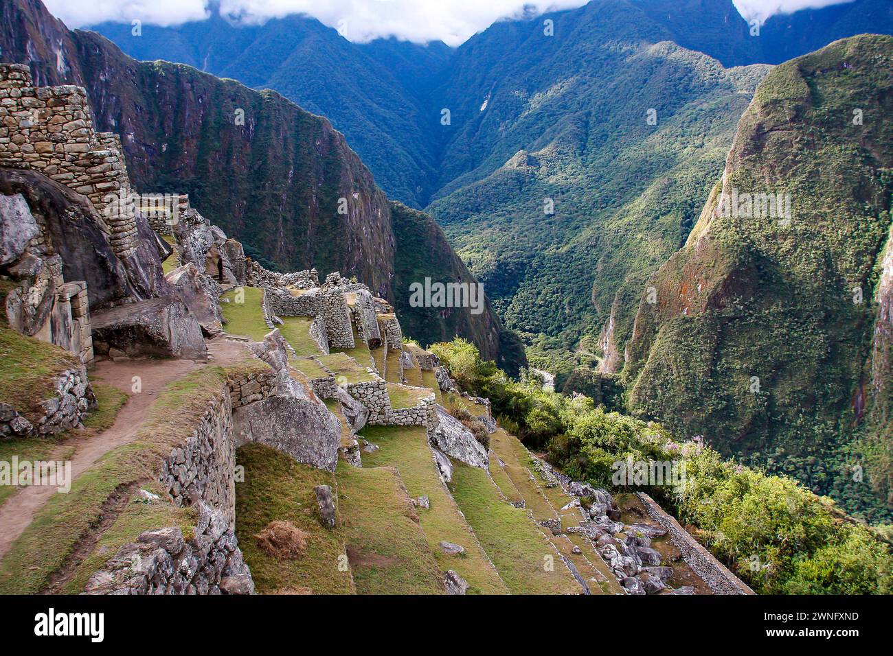 Agricultural zone of the ancient Inca City of Machu Picchu. The 15-th ...