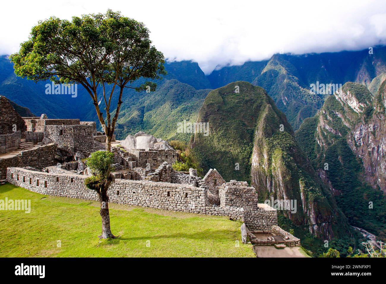 View of the ancient Inca City of Machu Picchu. The 15-th century Inca ...