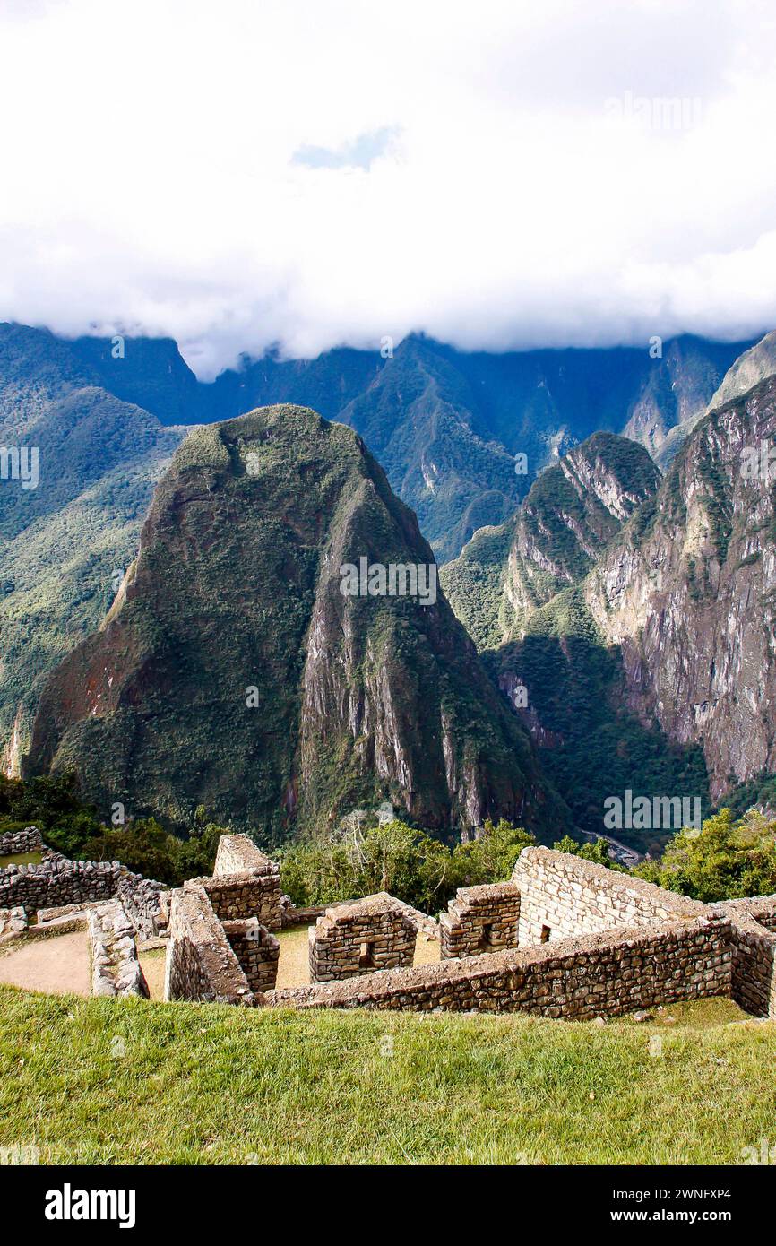 View of the ancient Inca City of Machu Picchu. The 15-th century Inca ...