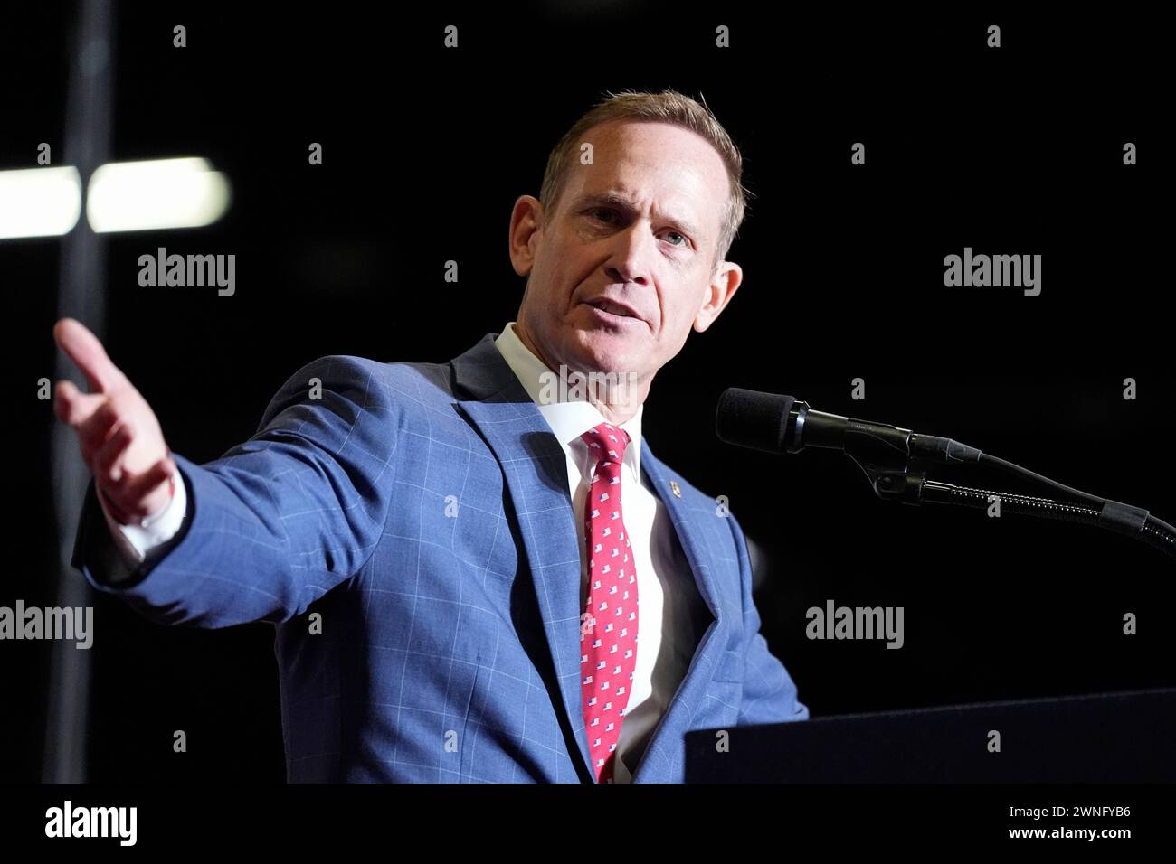 Sen. Ted Budd, R-N.C., speaks before Republican presidential candidate ...