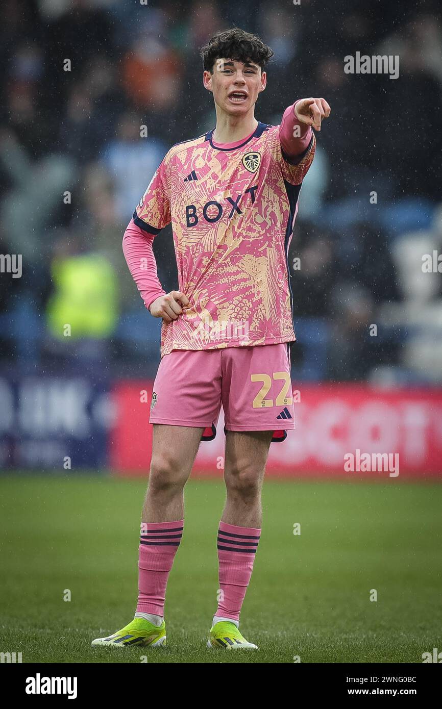 Archie Gray of Leeds United gestures and reacts during the Sky Bet ...