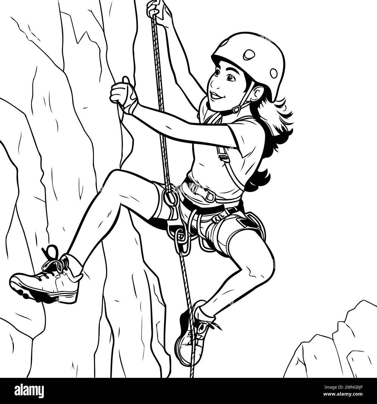 Climbing female woman sport active Black and White Stock Photos ...