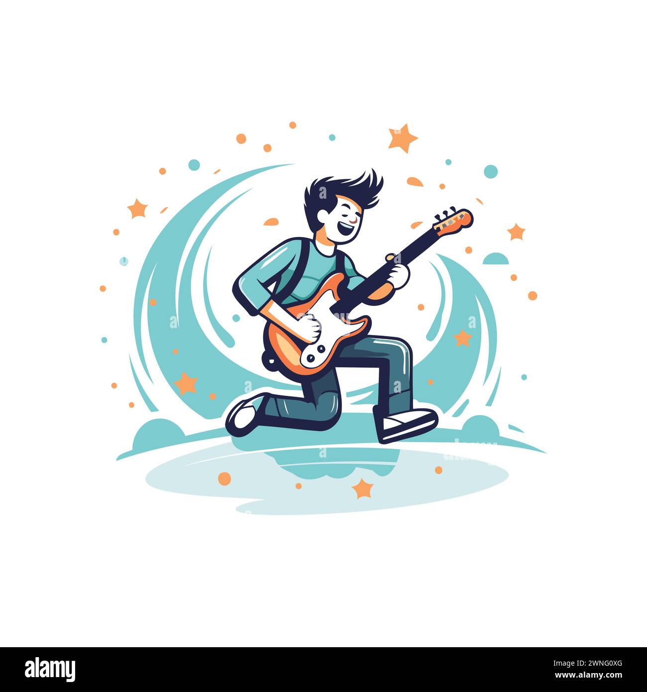 Cartoon man playing electric guitar hi-res stock photography and images ...