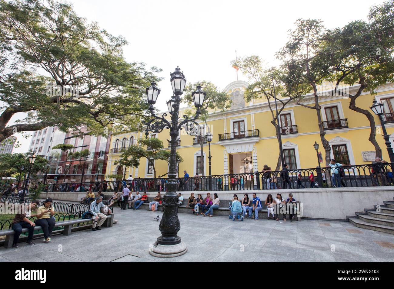 Caracas, Venezuela - may 06, 2014 - people rest in square Simon Bolivar ...