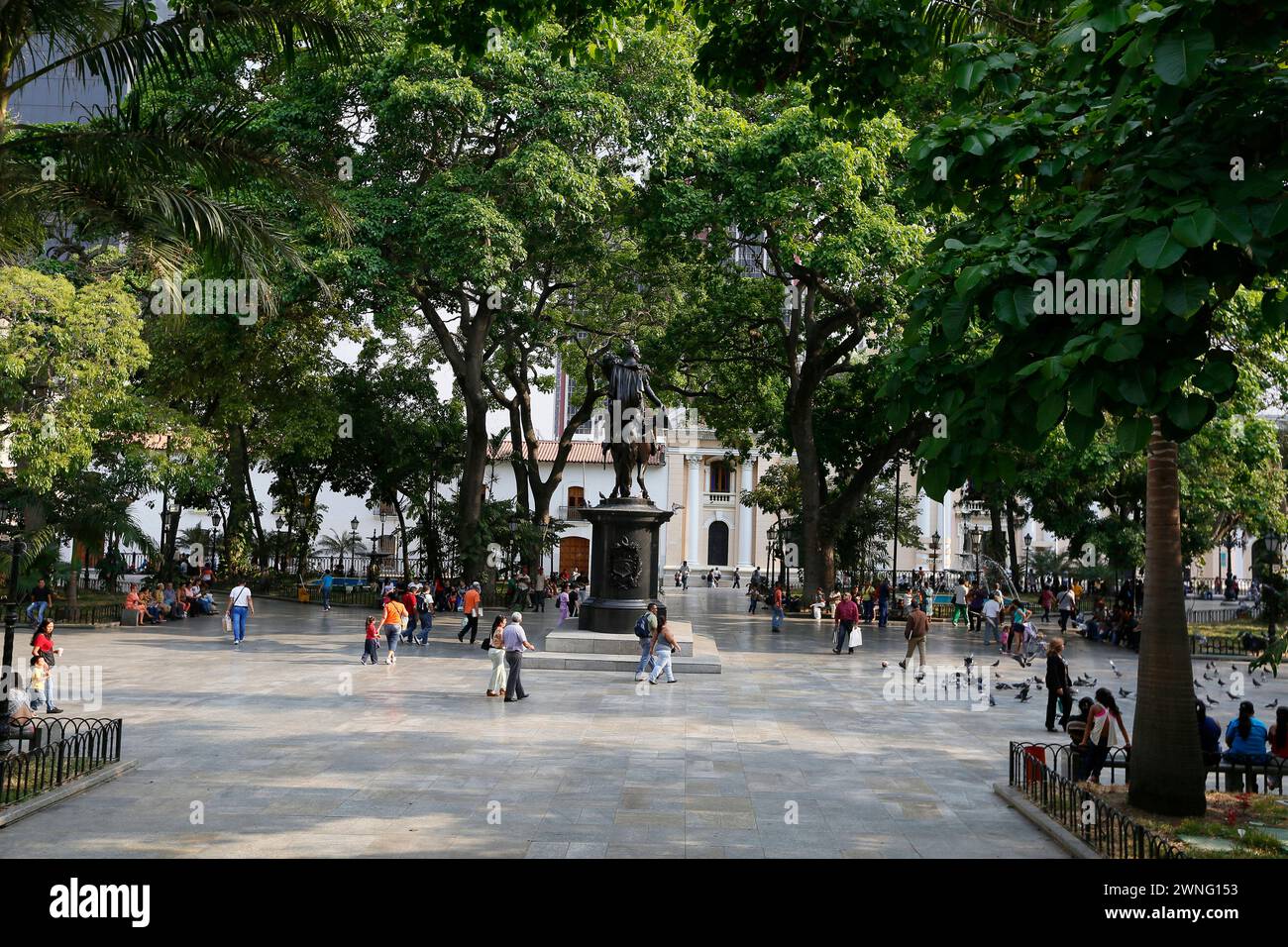 Caracas, Venezuela - may 06, 2014 - people walk in square Simon Bolivar ...