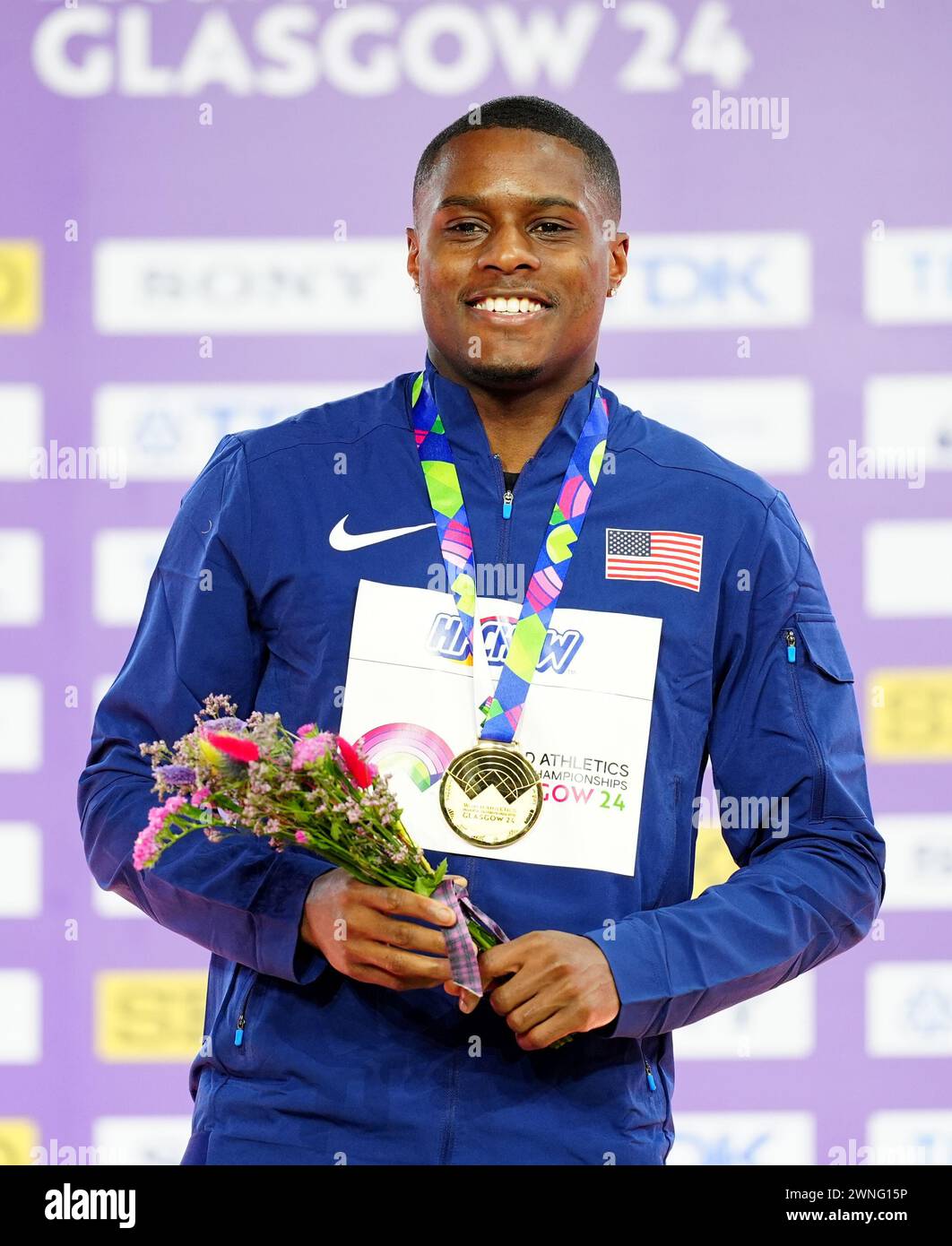 Usas christian coleman on podium hi-res stock photography and images ...