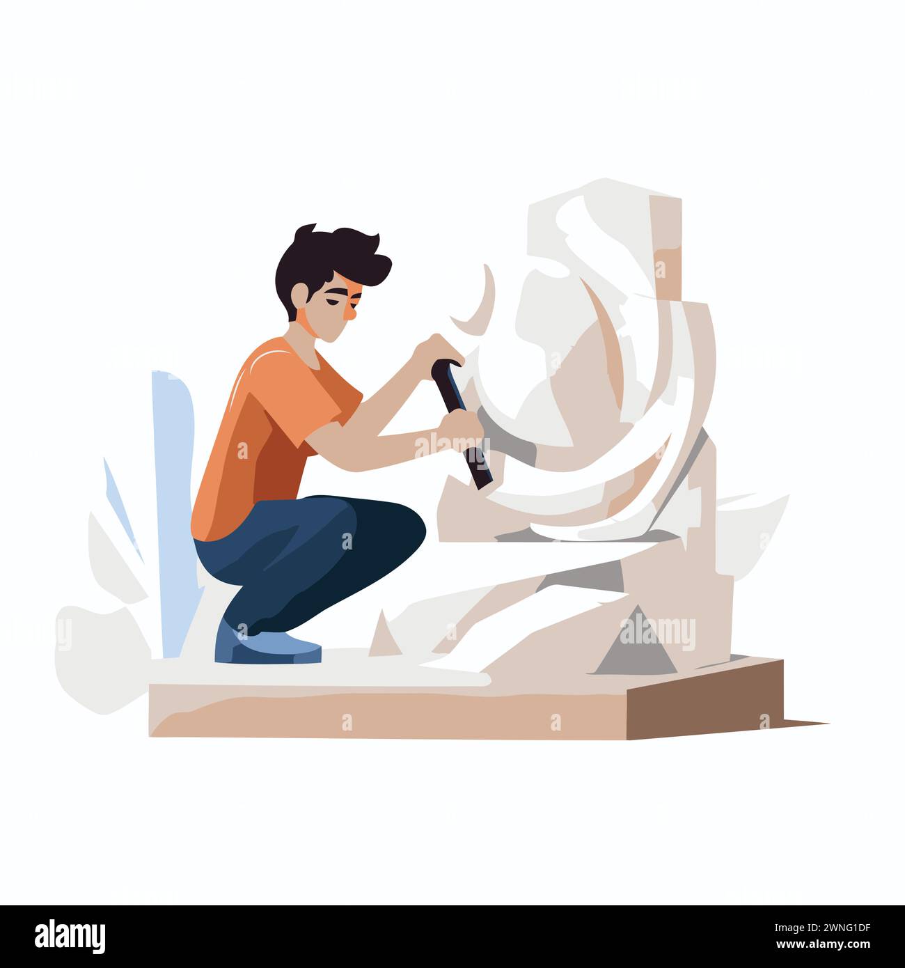 Ancient person working stone Stock Vector Images - Alamy