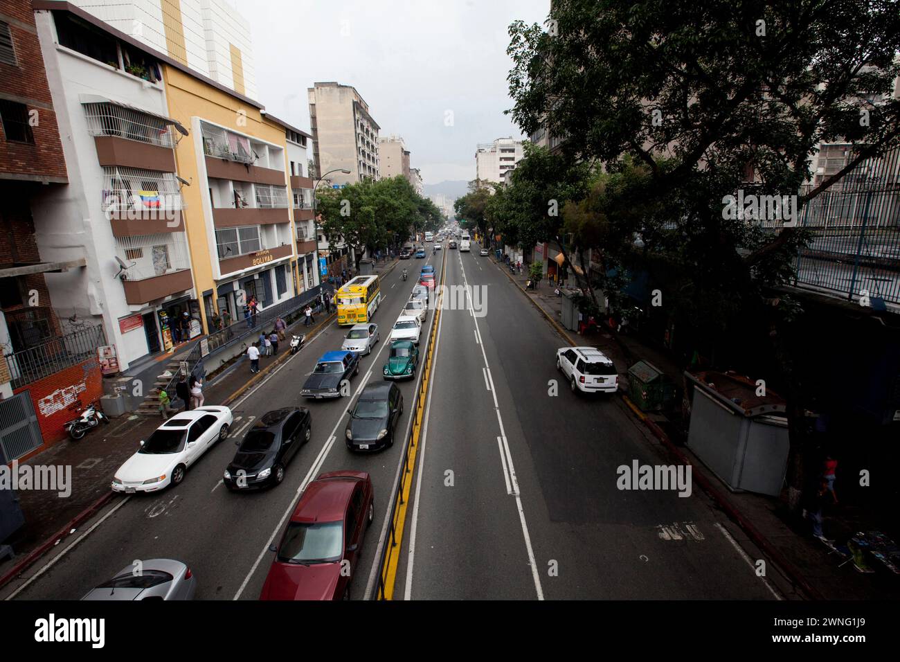 Caracas, Venezuela - may 08, 2014 - Car and bus traffic on one of the ...