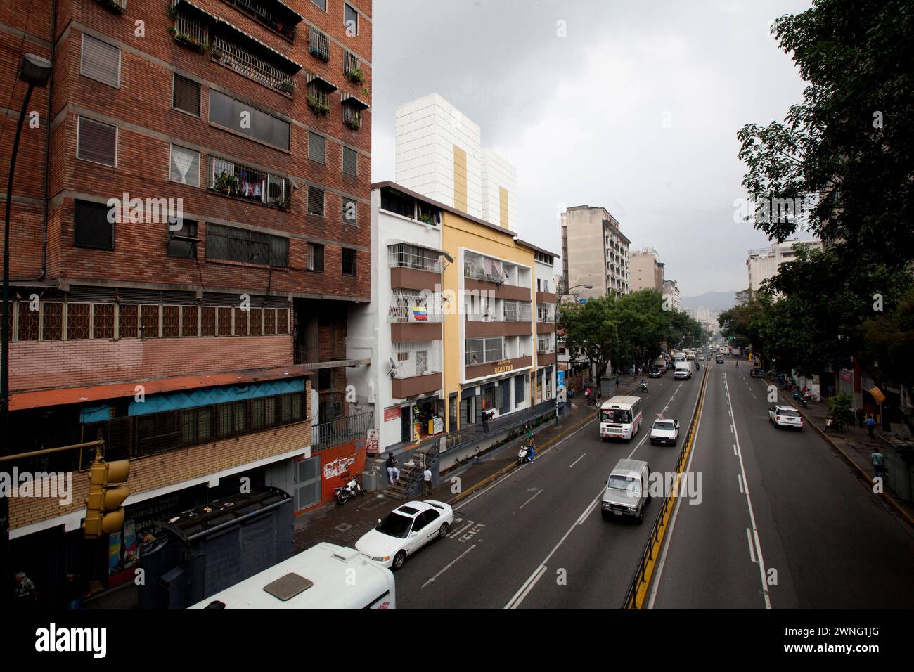 Caracas, Venezuela - may 08, 2014 - Car and bus traffic on one of the ...