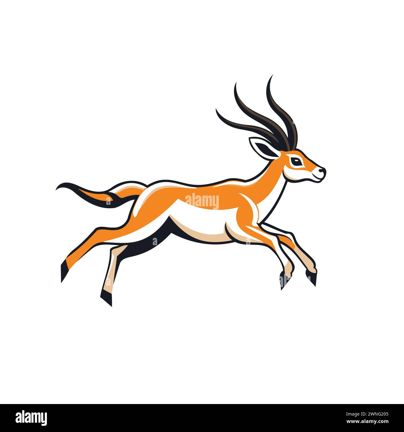 Vector image of a jumping impala isolated on a white background Stock ...