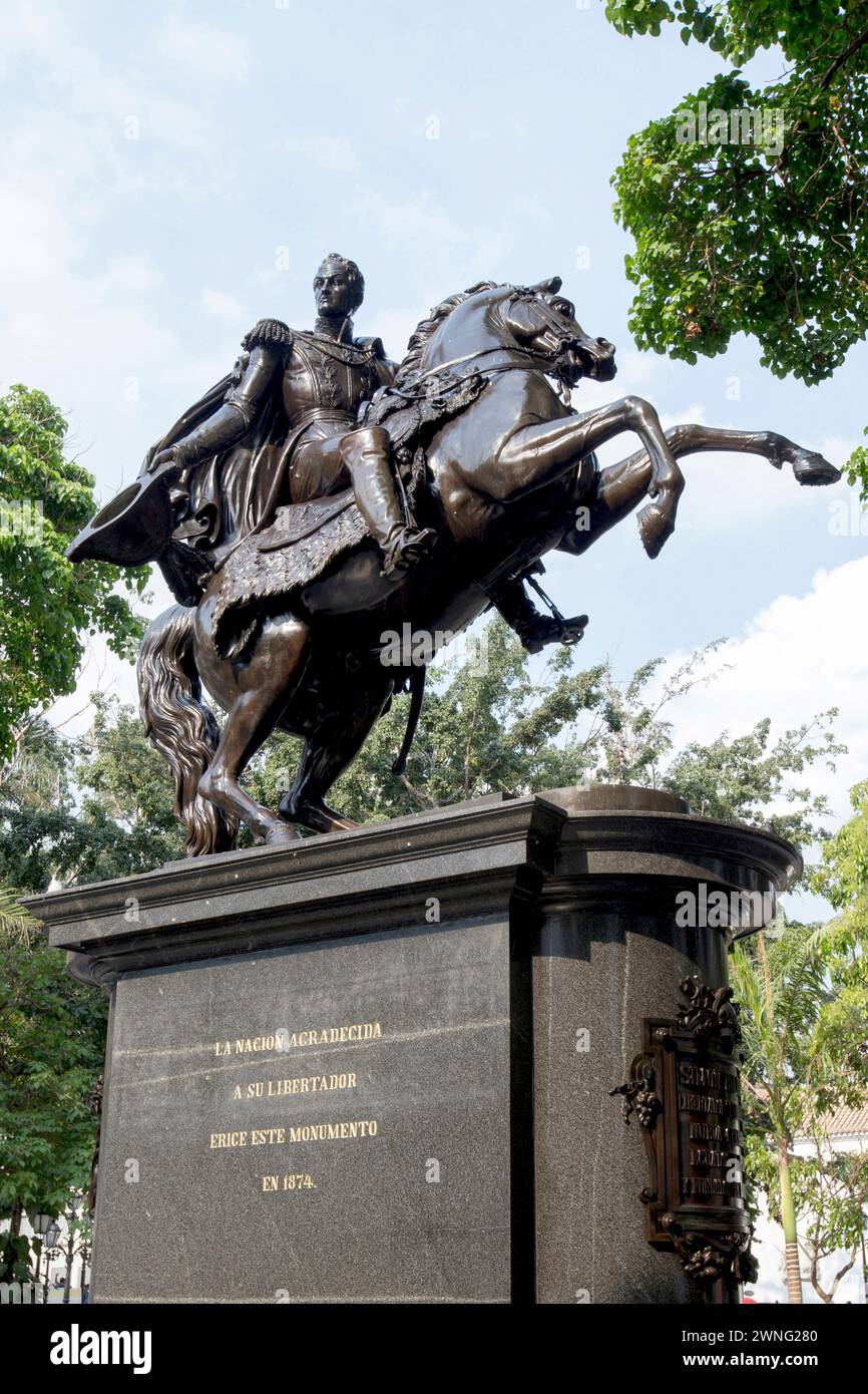 bronze statue of Simon Bolivar on downtown of Caracas, Venezuela Stock ...