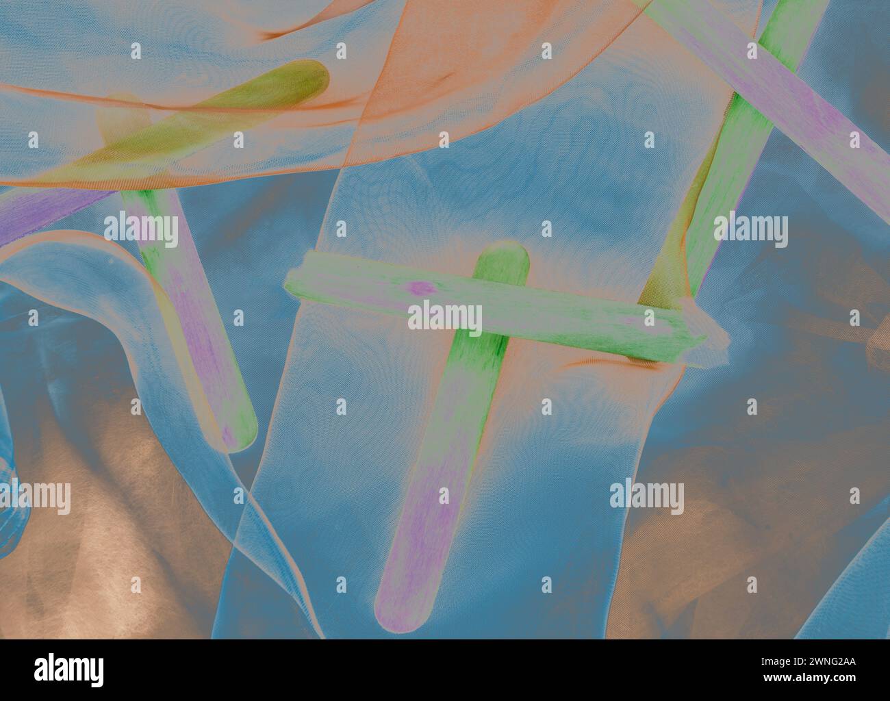 Abstract image shows empty crosses, pastel colors, ethereal effect for ...