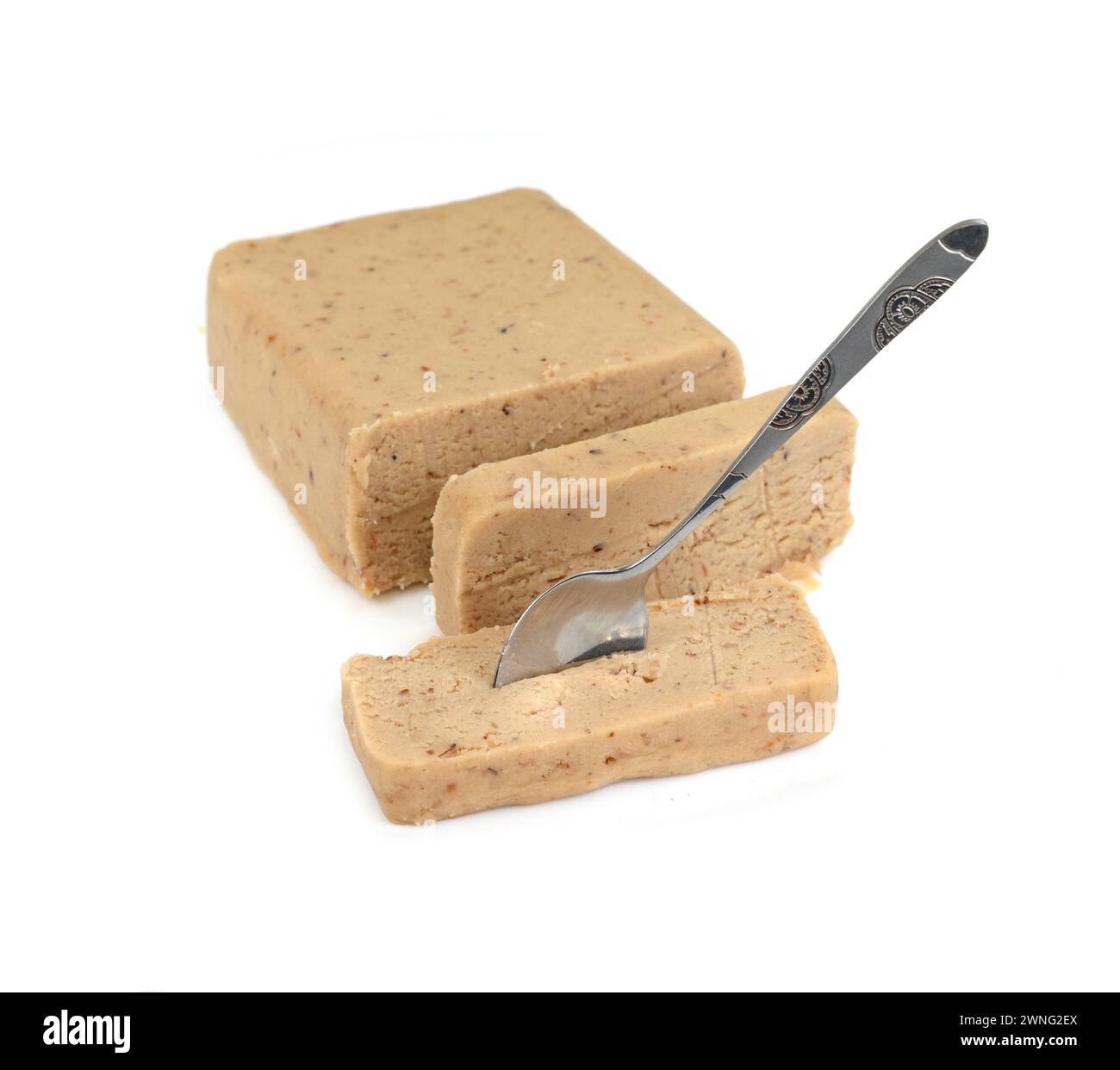 Chestnut puree isolated on white background. Chestnut puree, butter ...