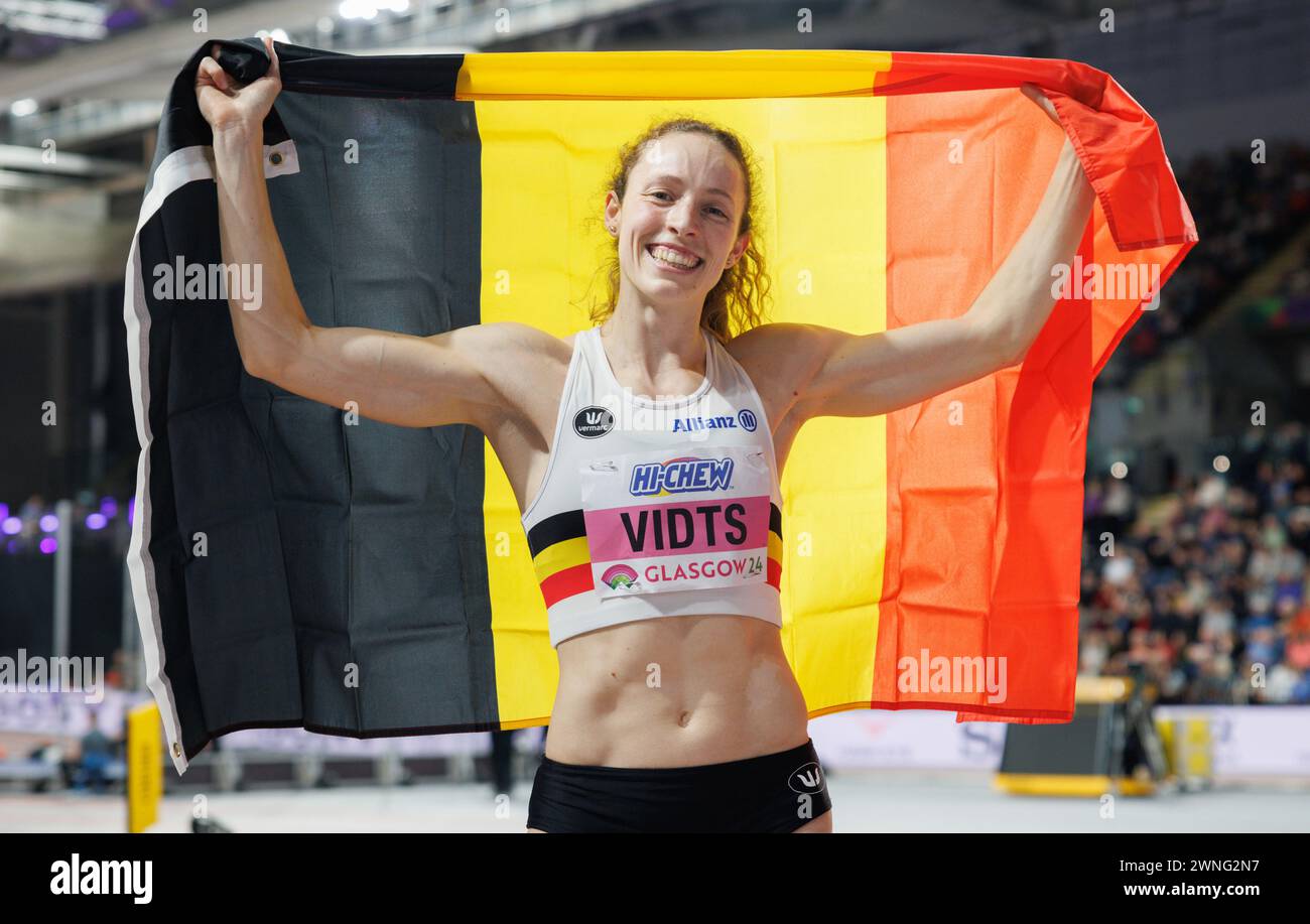 Glasgow, UK. 01st Mar, 2024. Belgian Noor Vidts celebrates after ...