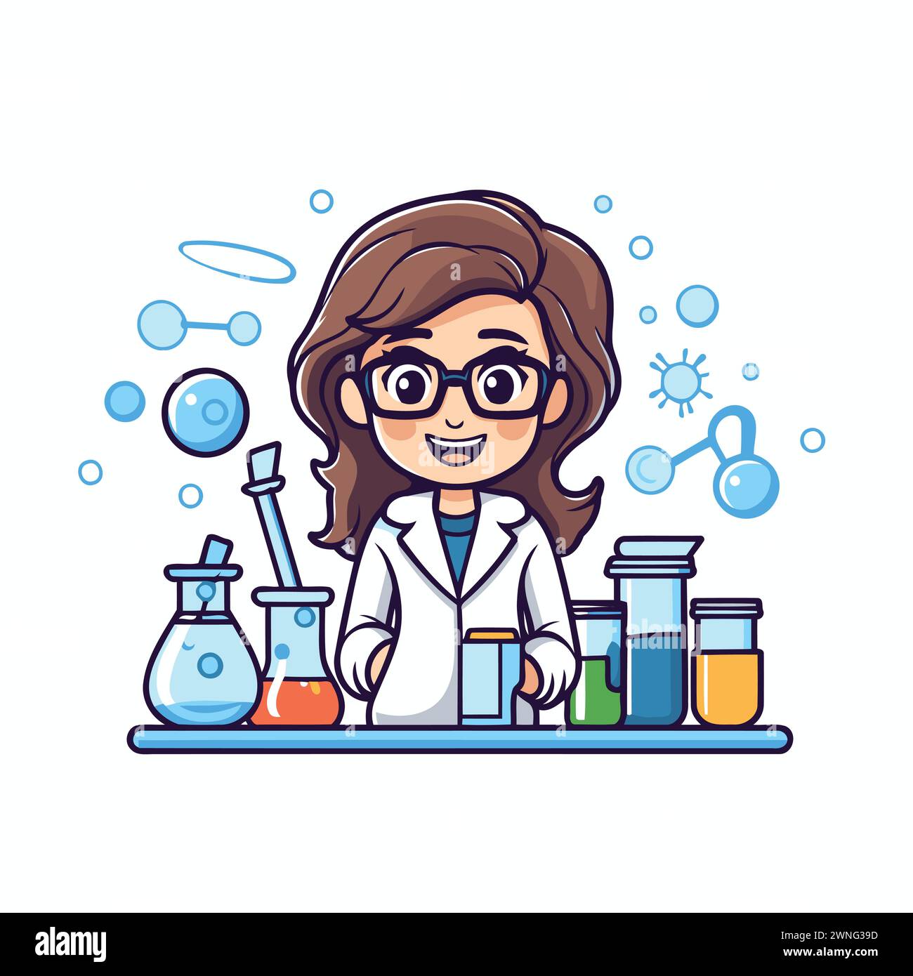 Girl in lab coat Stock Vector Images - Alamy