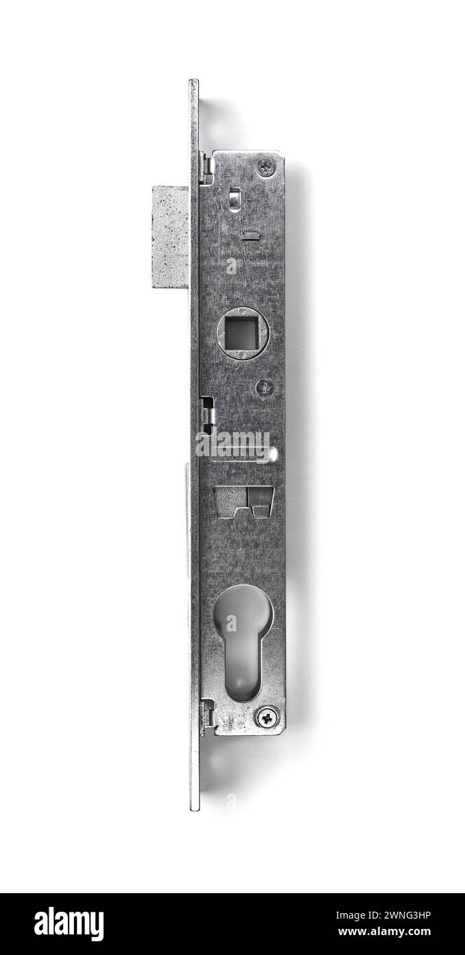 Metal door lock isolated on a white background. Pulled the lock from ...