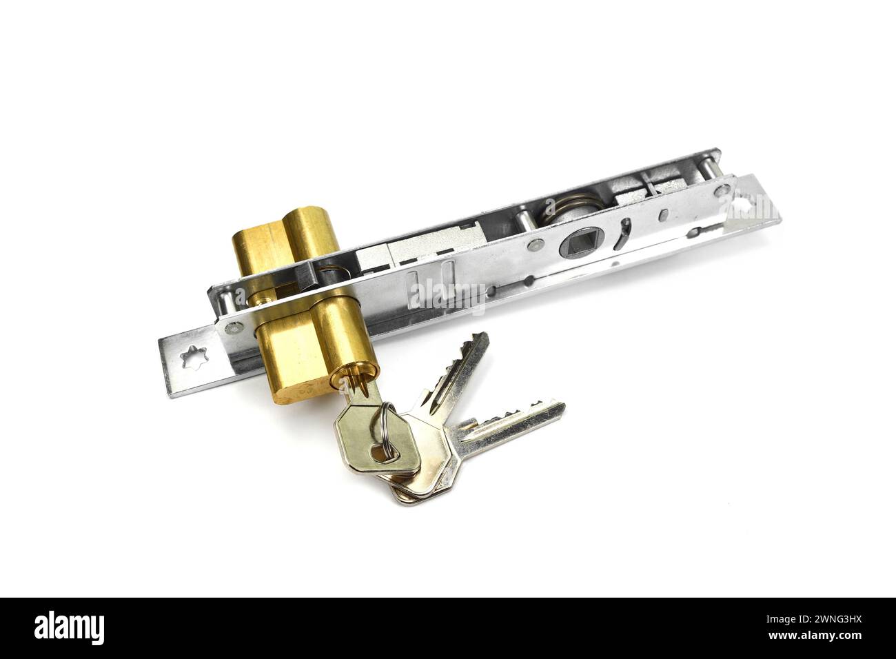 locks and keys isolated on white background. Pin tumbler of cylinder ...