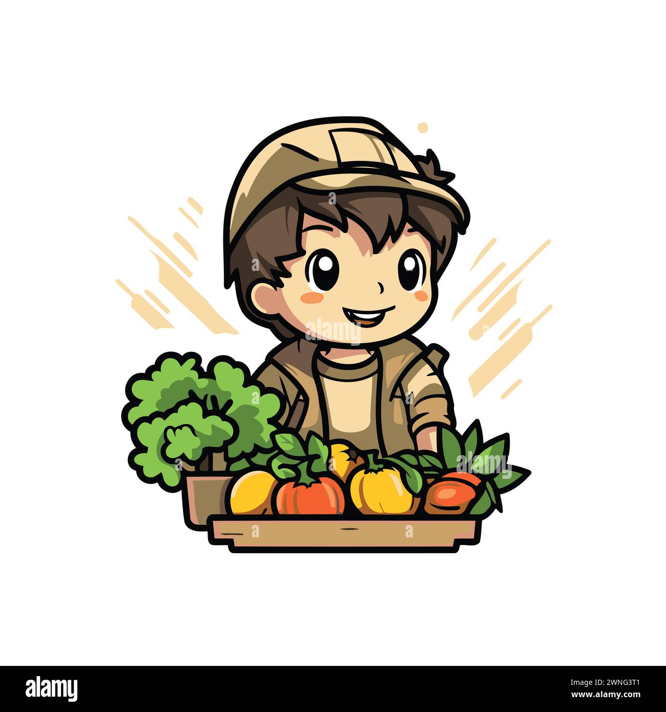 Man selling vegetables Stock Vector Images - Alamy