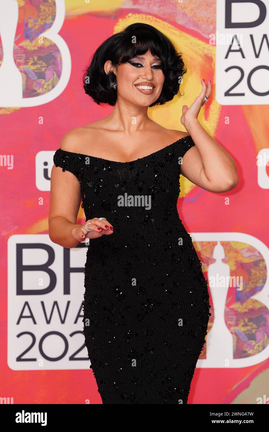 Raye attending the Brit Awards 2024 at the O2 Arena, London. Picture ...