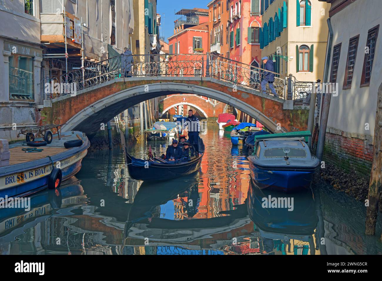 VENICE, ITALY, February 2, 2024 : A gondola ride through the canals of ...