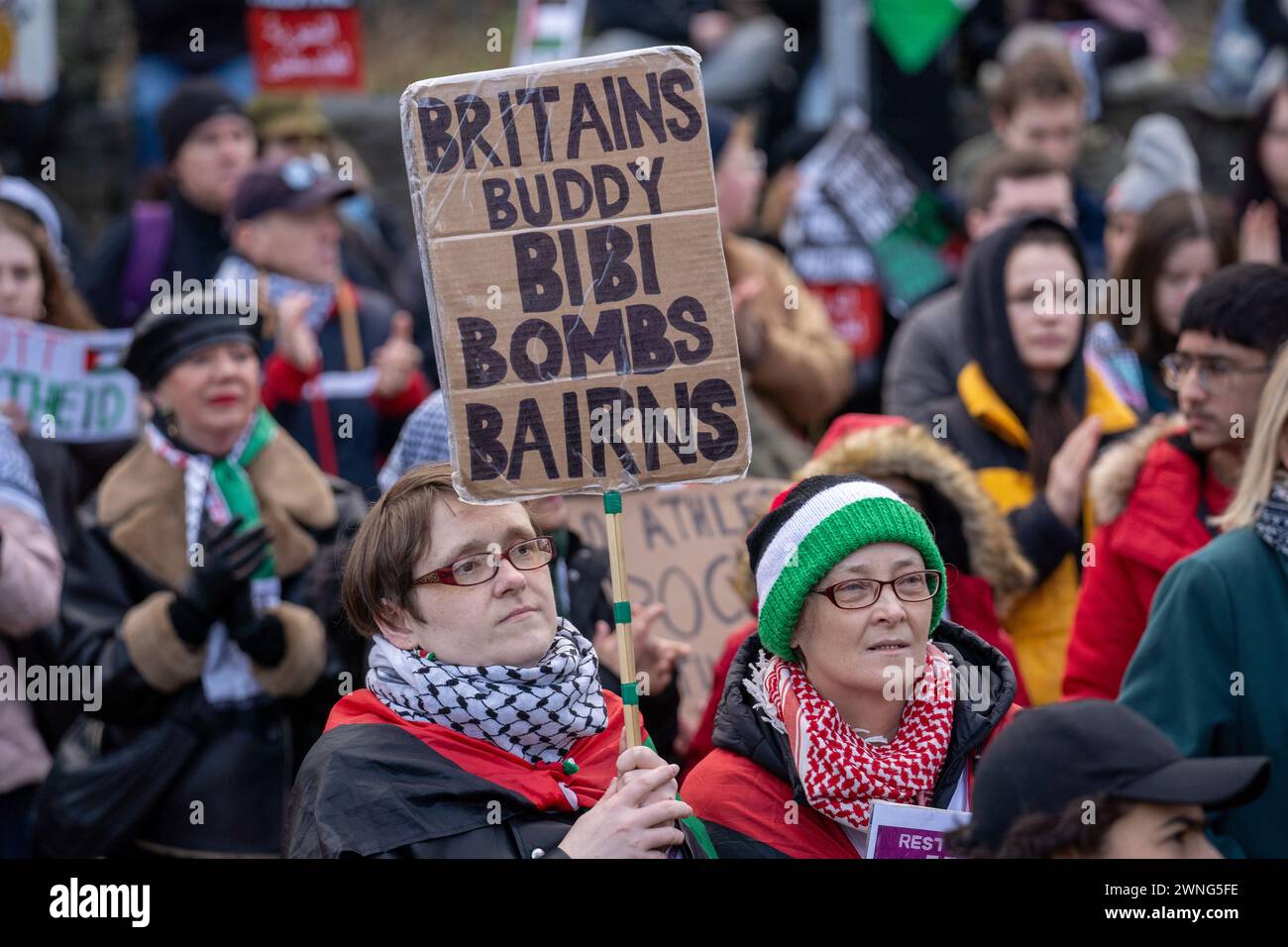 Glasgow, Scotland, UK. 02 March 2024. Pro-Palestinian protesters march ...