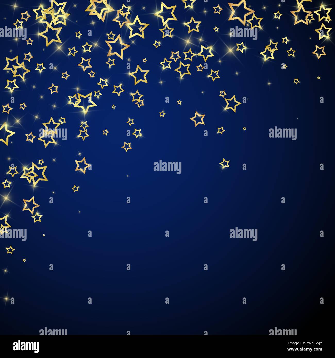 Gold sparkling star confetti. Chaotic dreamy childish overlay template ...