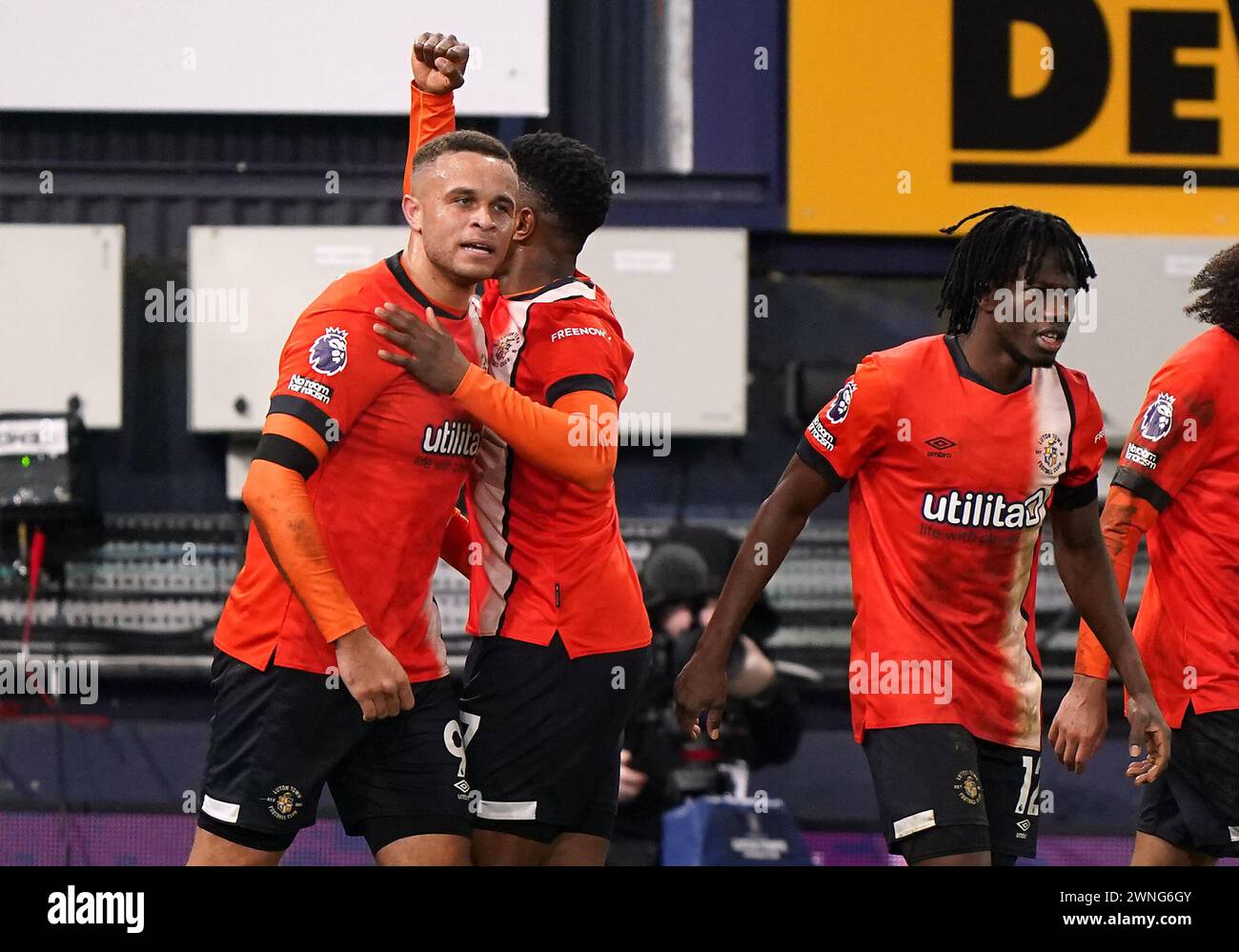 Luton Town's Carlton Morris celebrates scoring their side's second goal ...