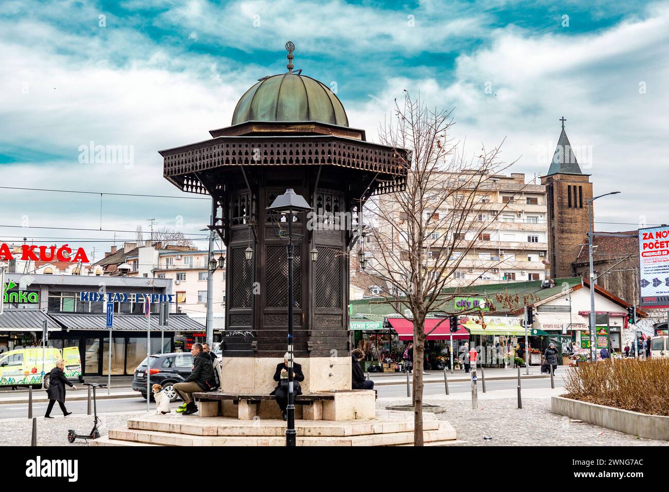 Belgrade, Serbia - 8 FEB 2024: Sebilj Cesma, a replika of Sarajevo ...