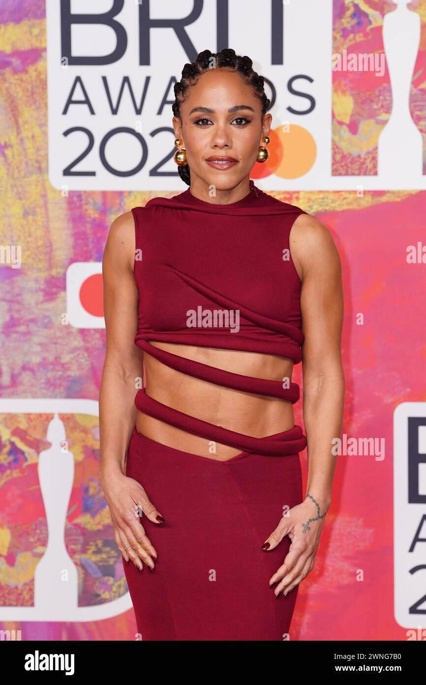 Alex Scott attending the Brit Awards 2024 at the O2 Arena, London ...