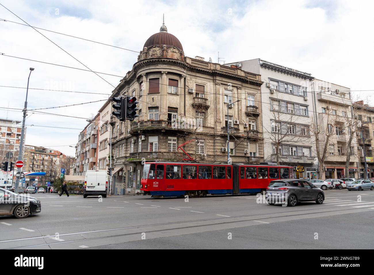 Belgrade, Serbia - 8 FEB 2024: The Belgrade tram system is a 1000 mm ...