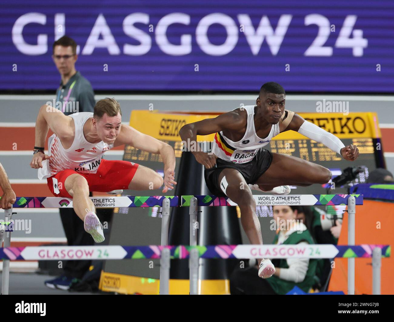 Glasgow, UK. 02nd Mar, 2024. Belgian Elie Bacari (R) pictured in action ...