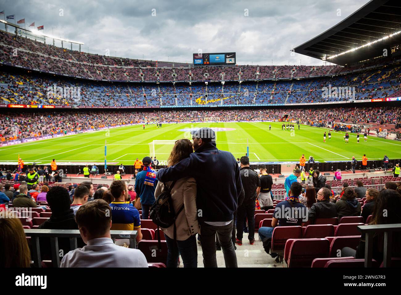 FANS, SOAKING UP ATMOSPHERE, BARCELONA FC, 2019: Barcelona fans at Camp ...