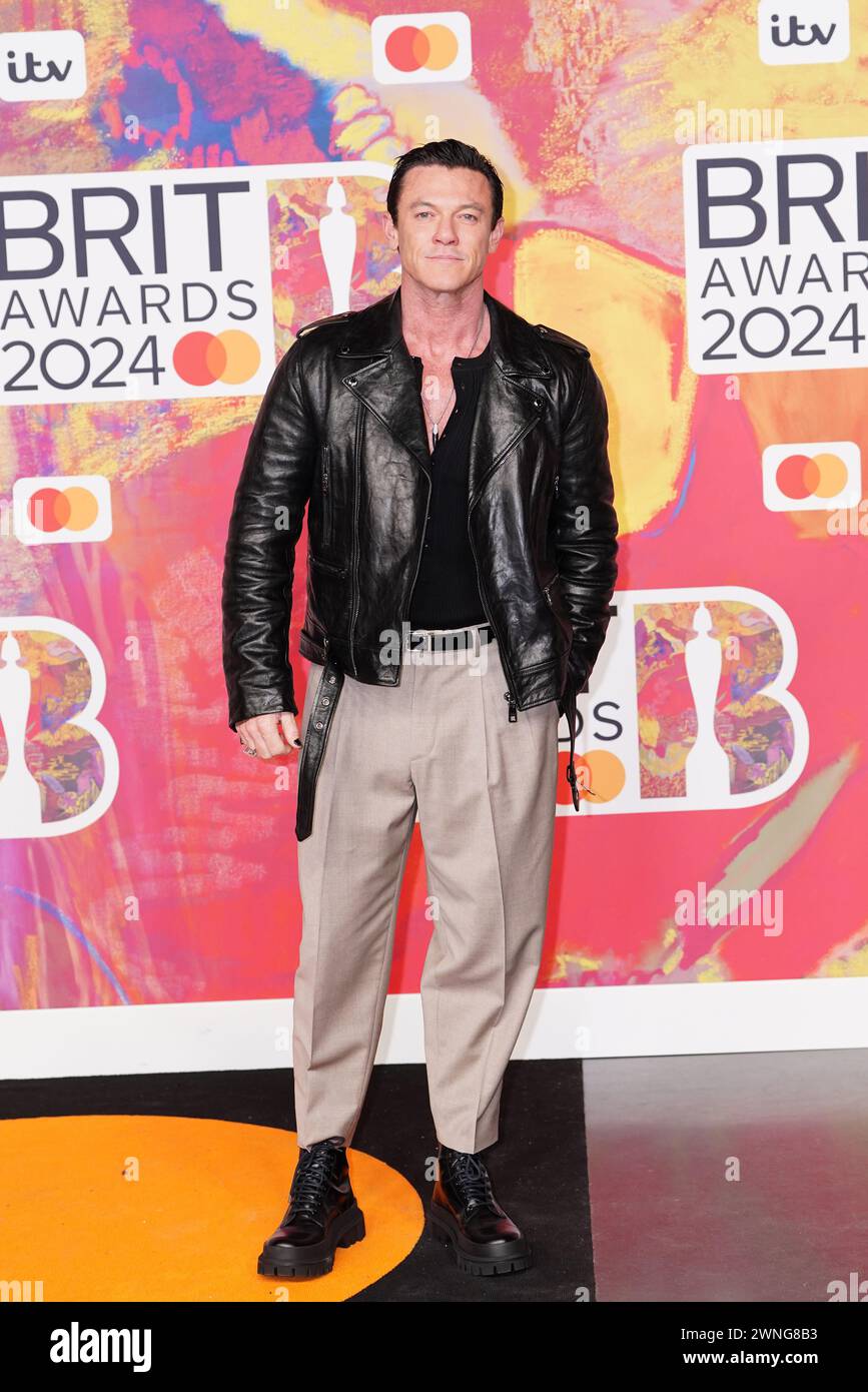Luke Evans attending the Brit Awards 2024 at the O2 Arena, London ...