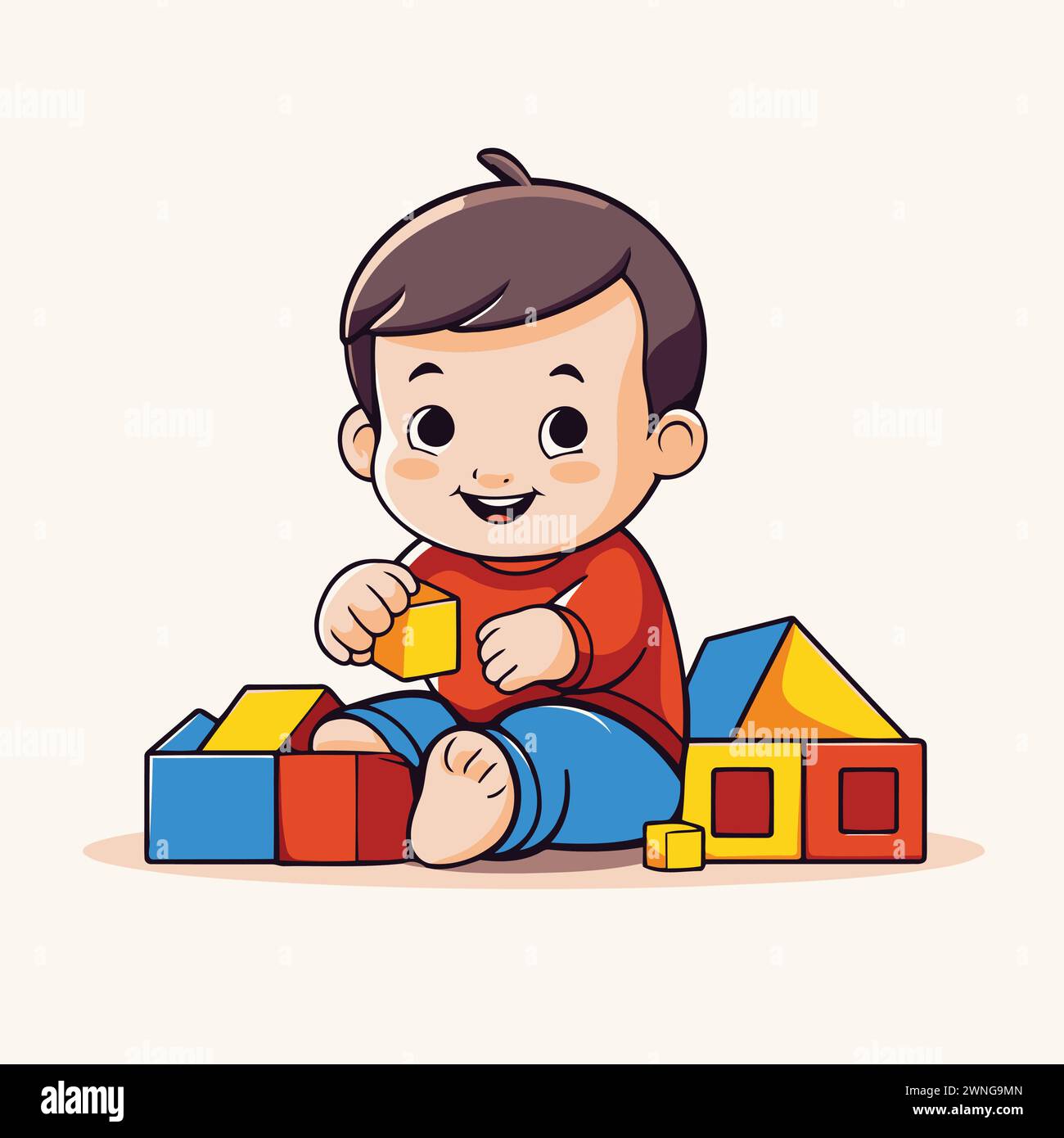 Baby boy playing with blocks people Stock Vector Images - Alamy