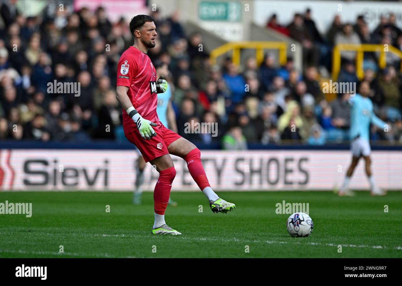 London, UK. 2nd Mar, 2024. Ben Hamer (Watford, goalkeeper) during the ...
