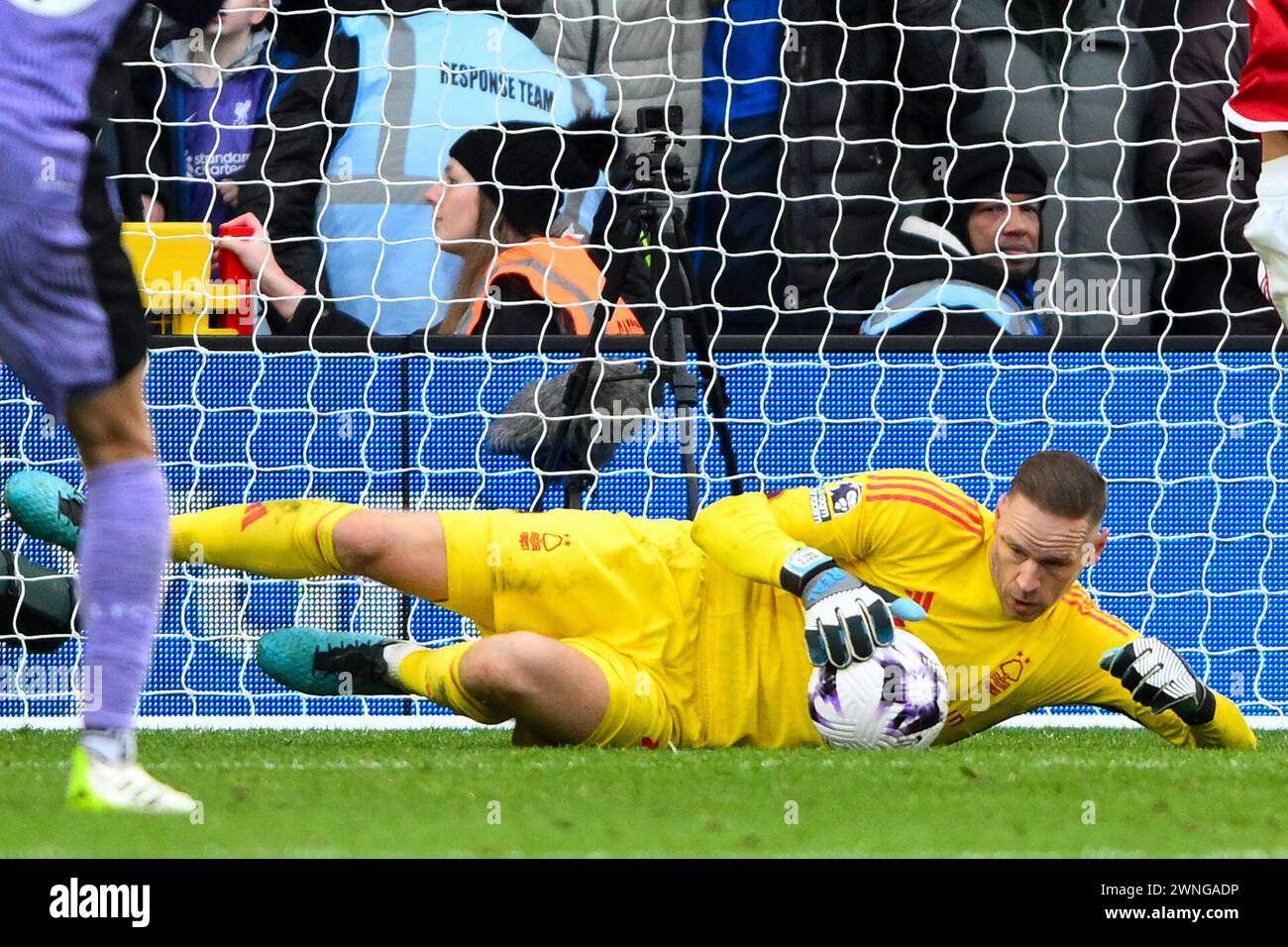 Matz Sels, Nottingham Forest goalkeeper saves the ball during the ...