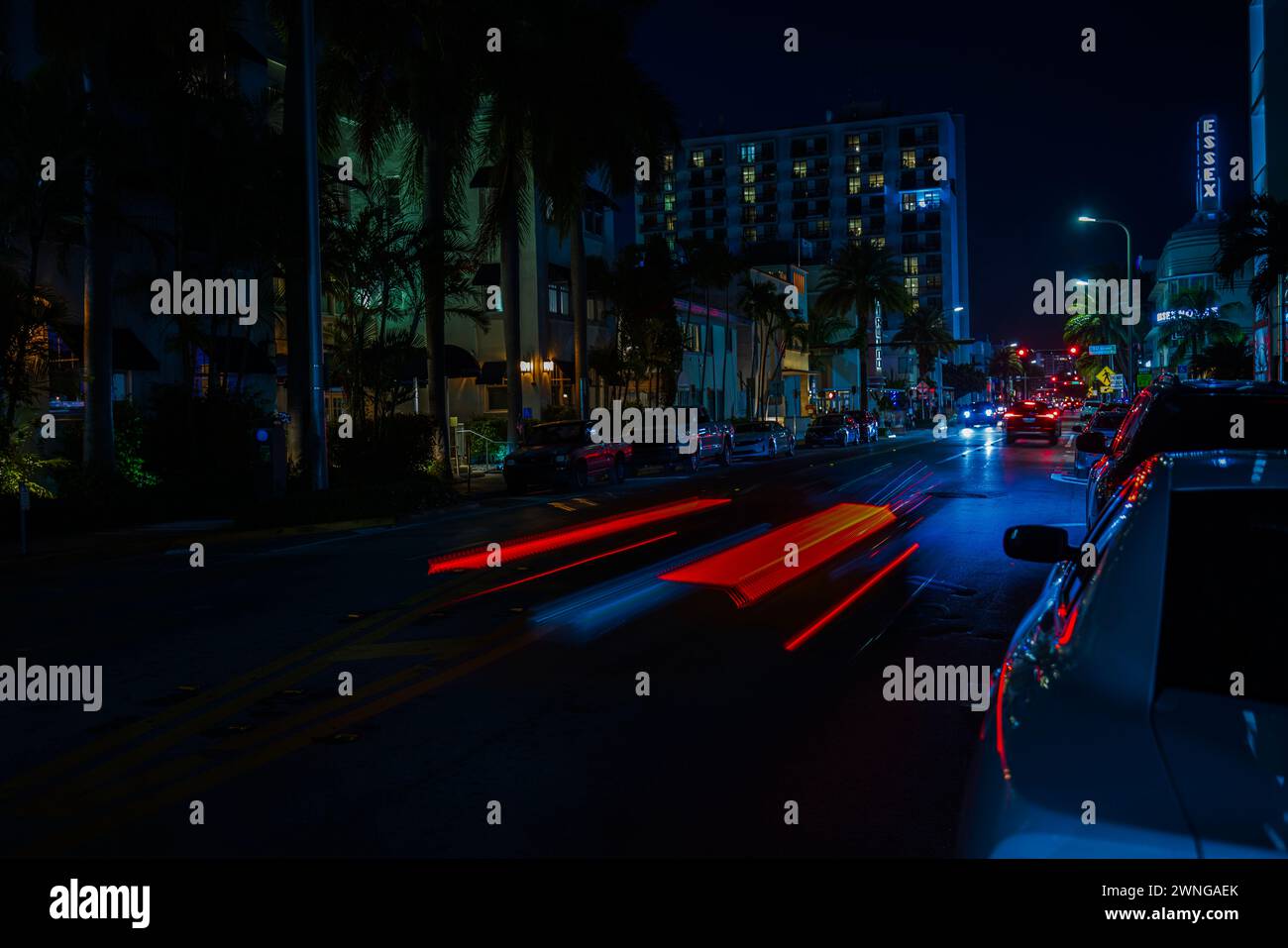 Nighttime scene of the Miami Beach cityscape, featuring mesmerizing ...