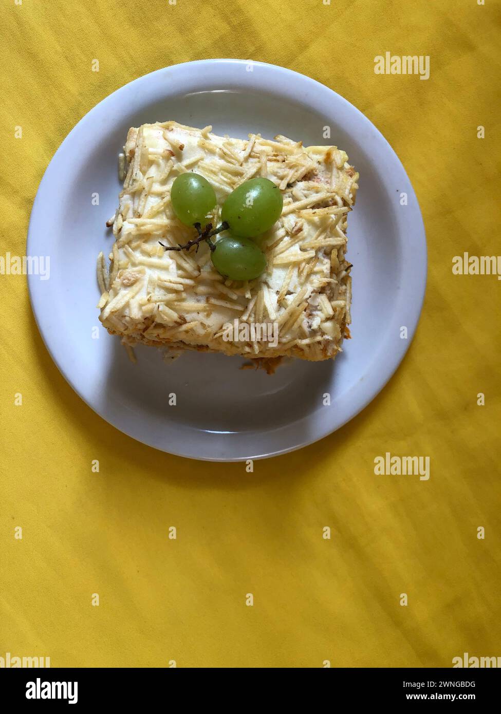 Delicious cold chicken pie topped with mashed potatoes and grapes on ...