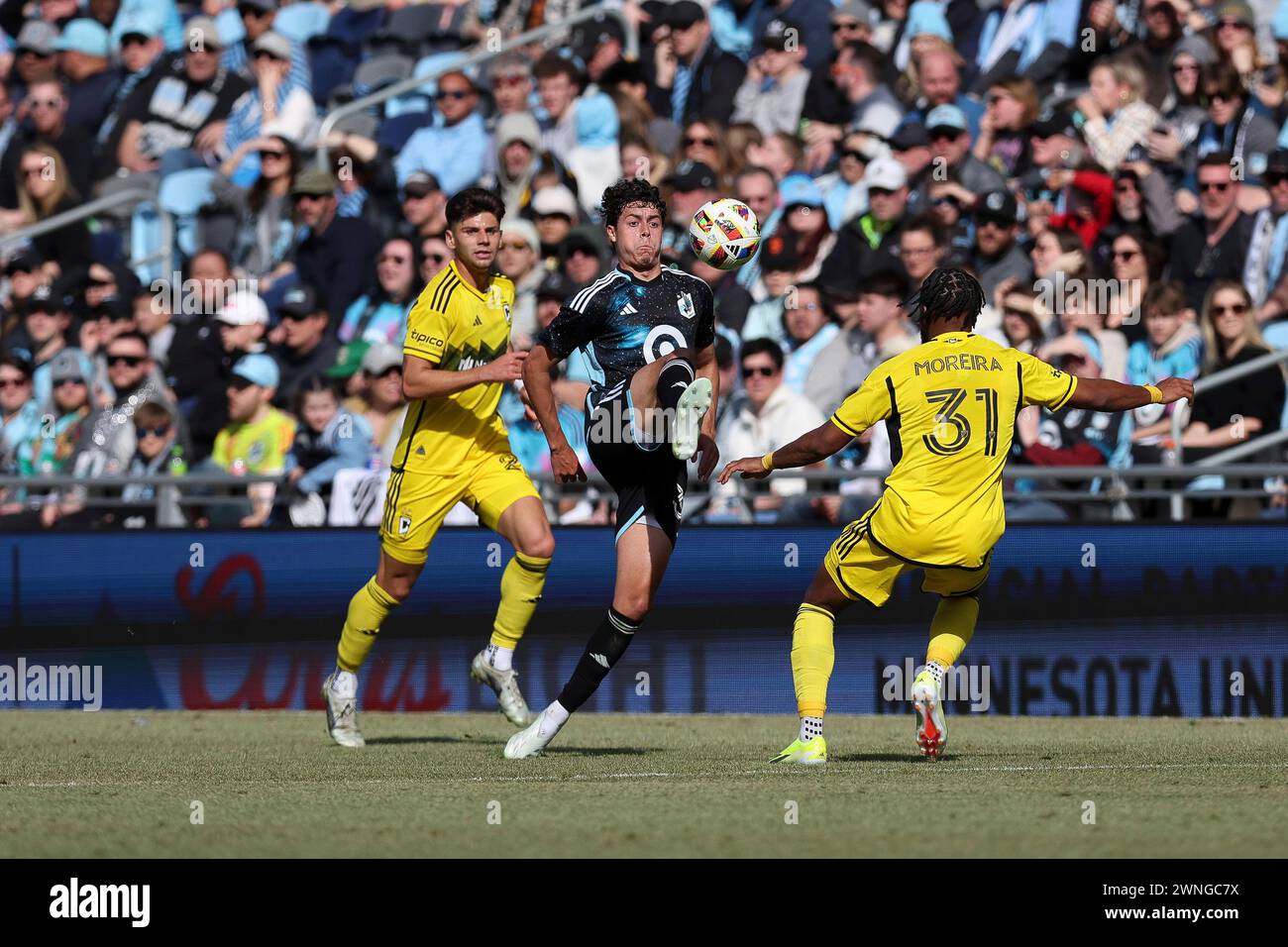 Minnesota United defender Caden Clark (37) controls the ball against ...