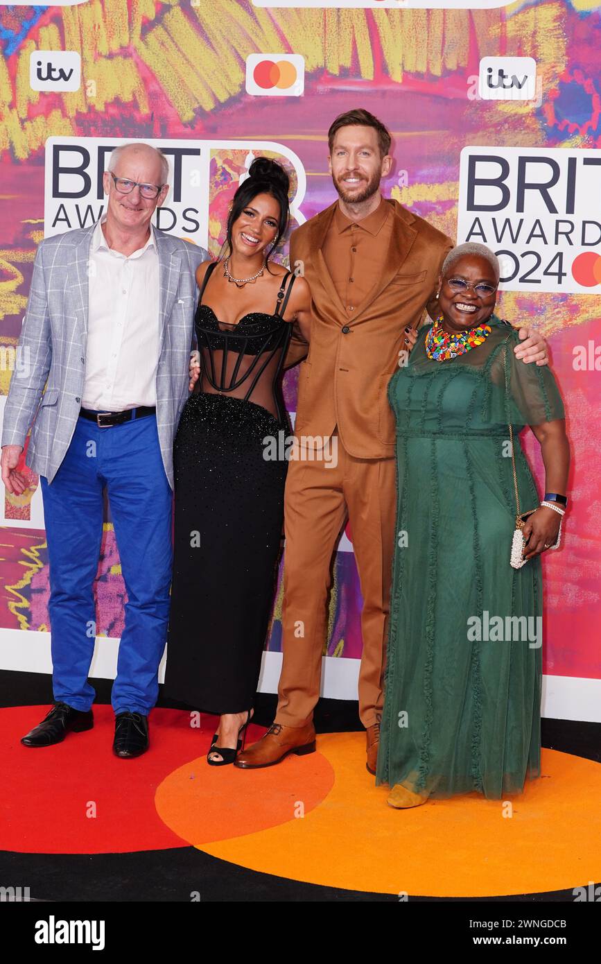 (left to right) Vick Hope's father Geordie, Vick Hope, Calvin Harris ... (left to right) Vick Hope's father Geordie, Vick Hope, Calvin Harris ...