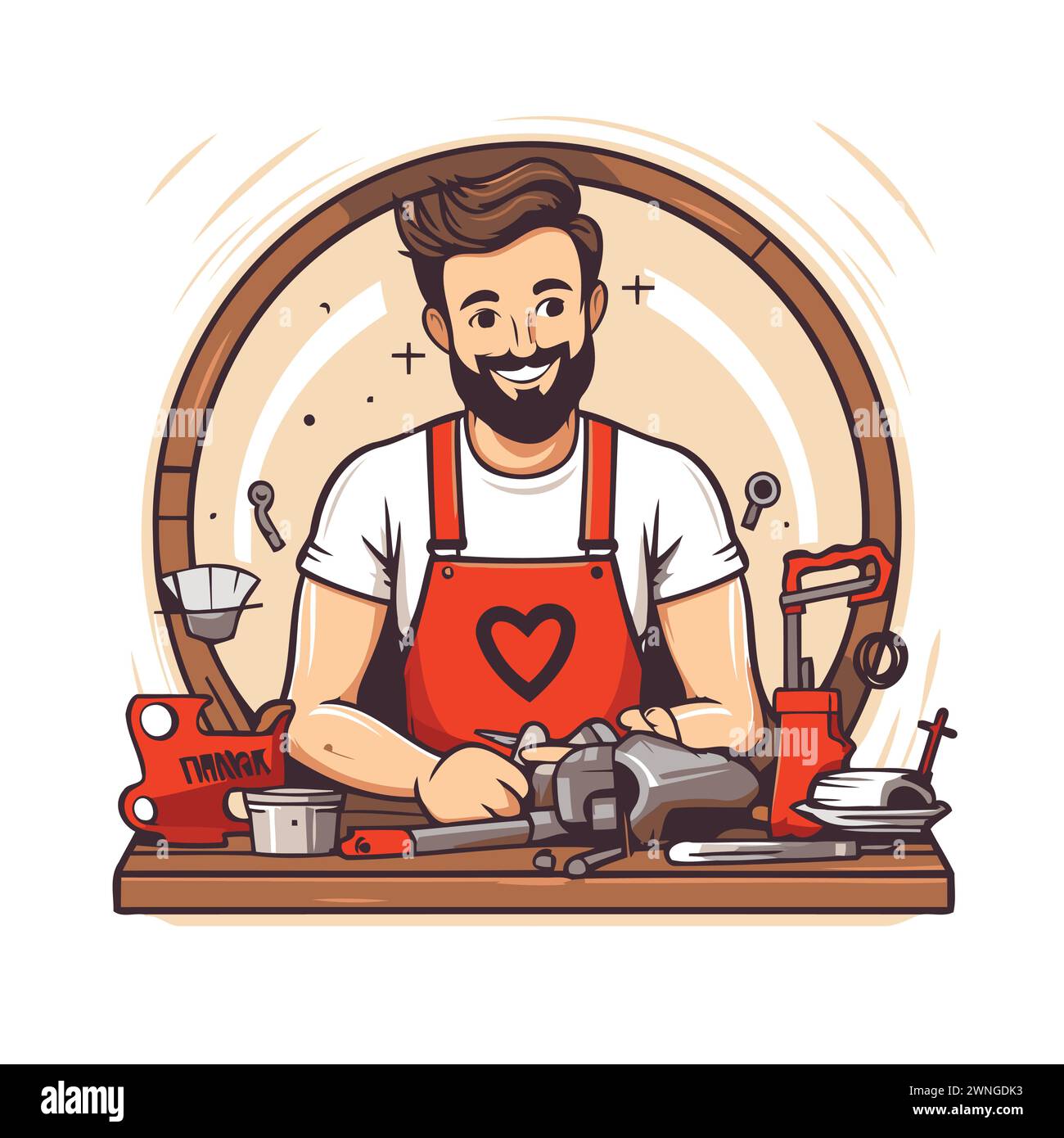 Man with apron Stock Vector Images - Alamy