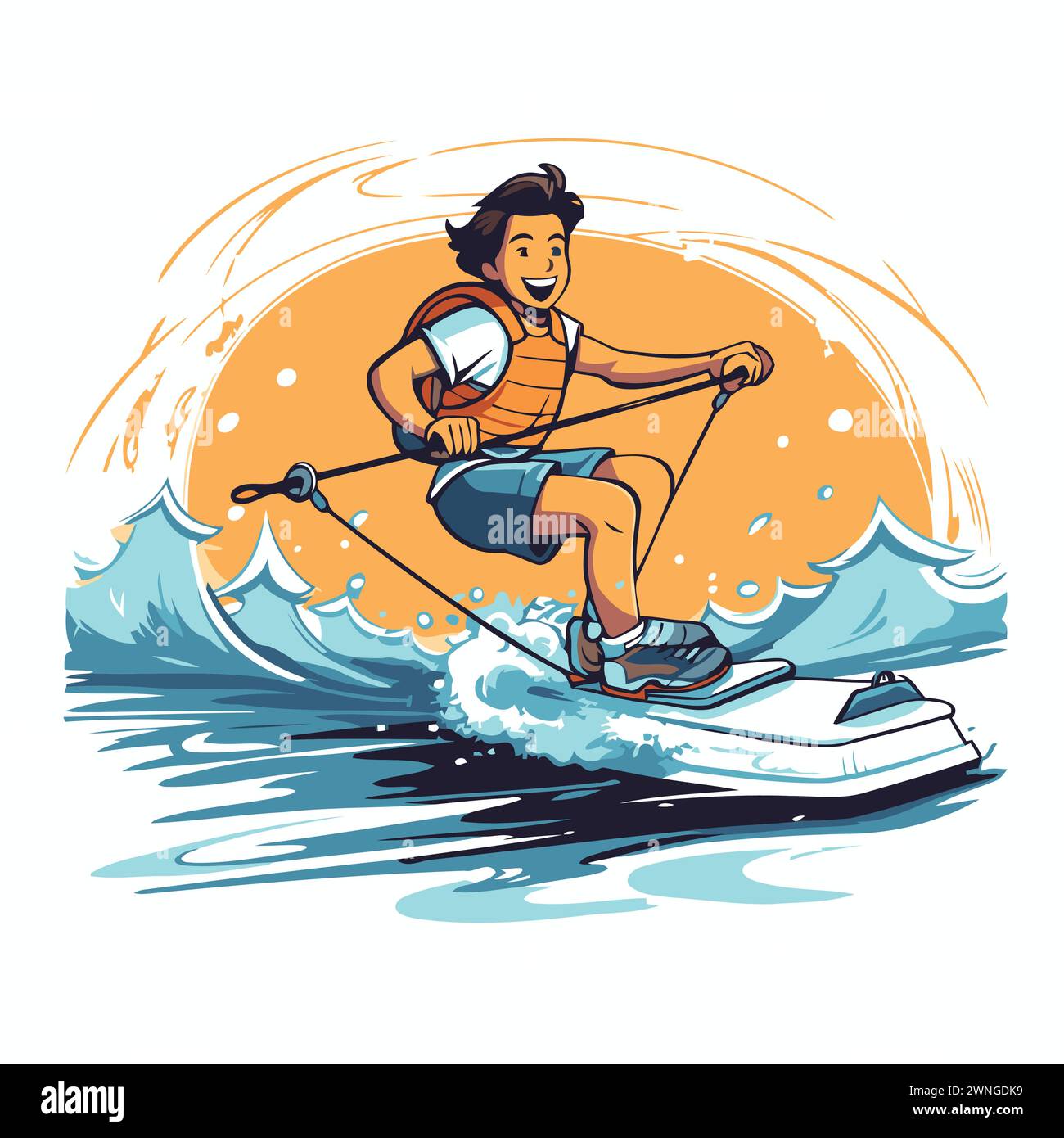 Young surfer riding wave Stock Vector Images - Alamy
