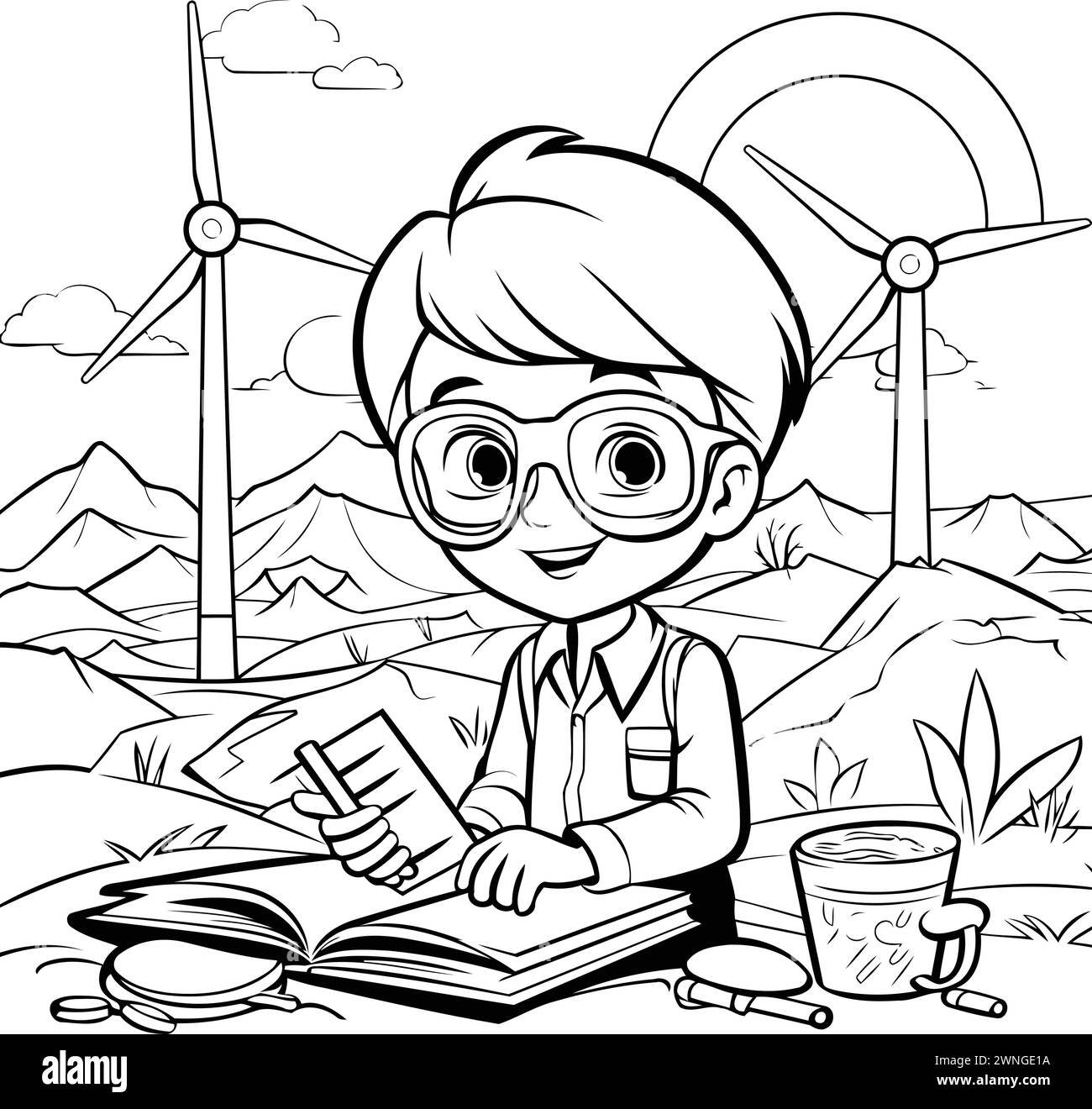 Wind Turbine Coloring Page