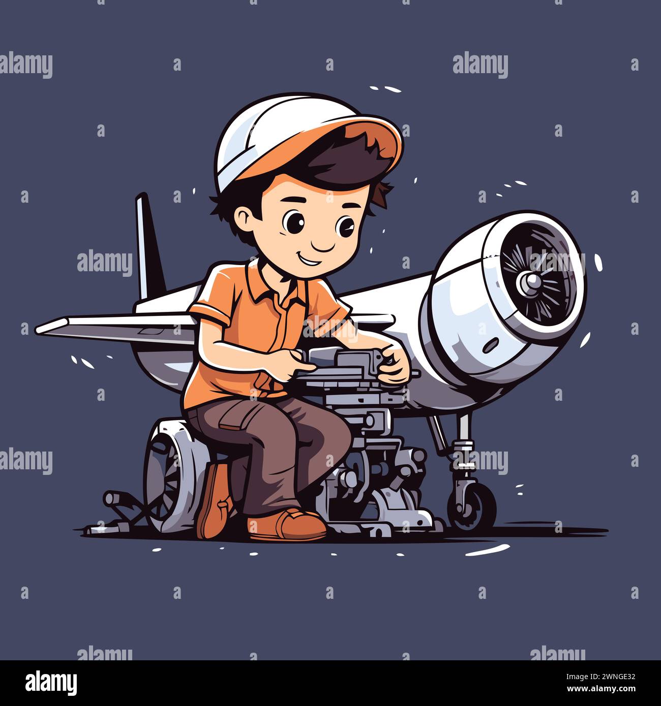 Airplane mechanic. Vector illustration of a cartoon airplane mechanic ...