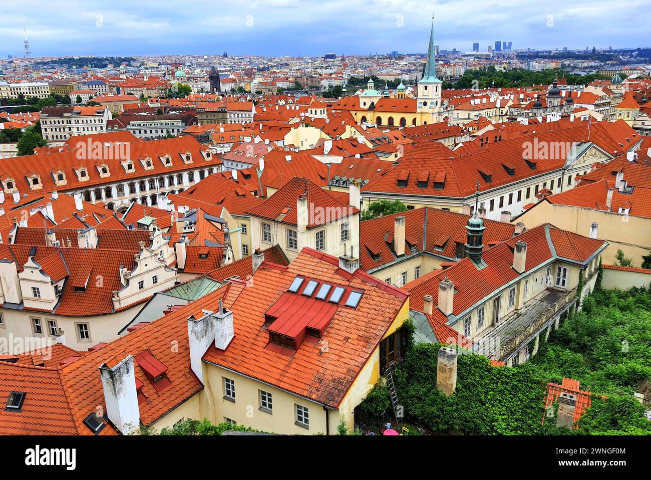 Prague, Czech Republic. Mala Strana, Old Town of Prague. Top view of ...